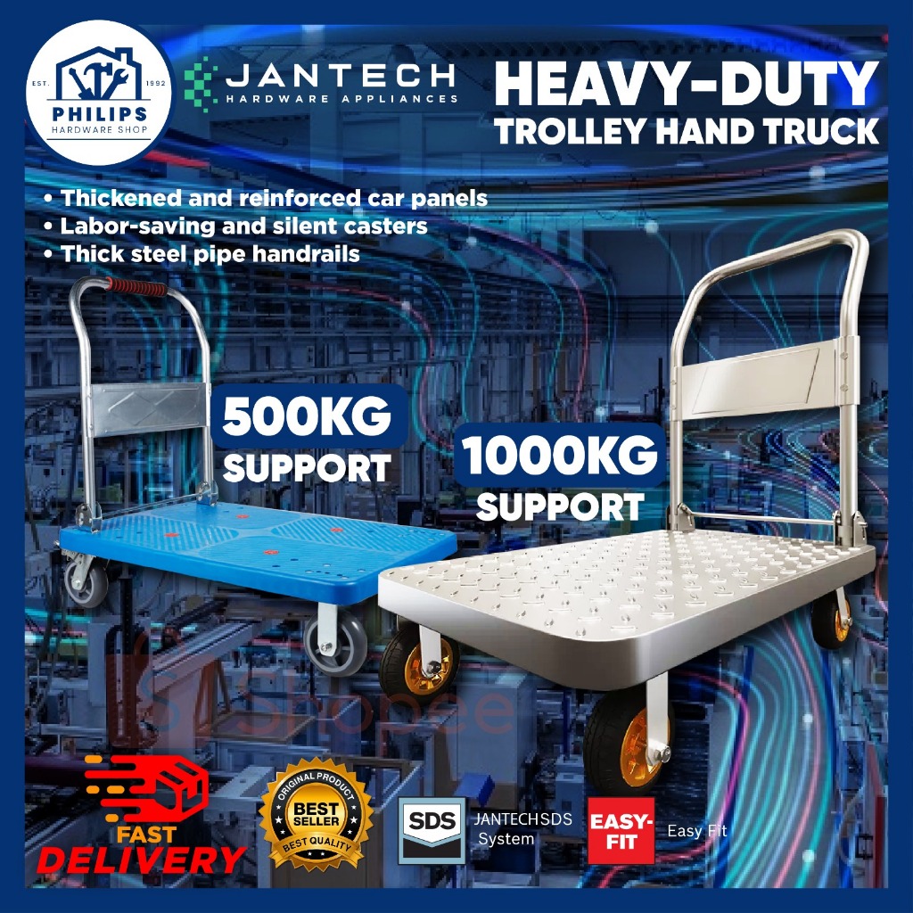 Heavy-Duty Trolley Hand Truck Foldable Platform Trolley Capacity 500Kg/1000kg Push Cart | Shopee ...