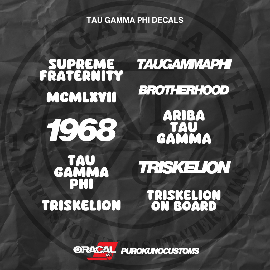TAU GAMMA PHI TRISKELIONS' GRAND FRATERNITY Car & Motorcycle vinyl ...