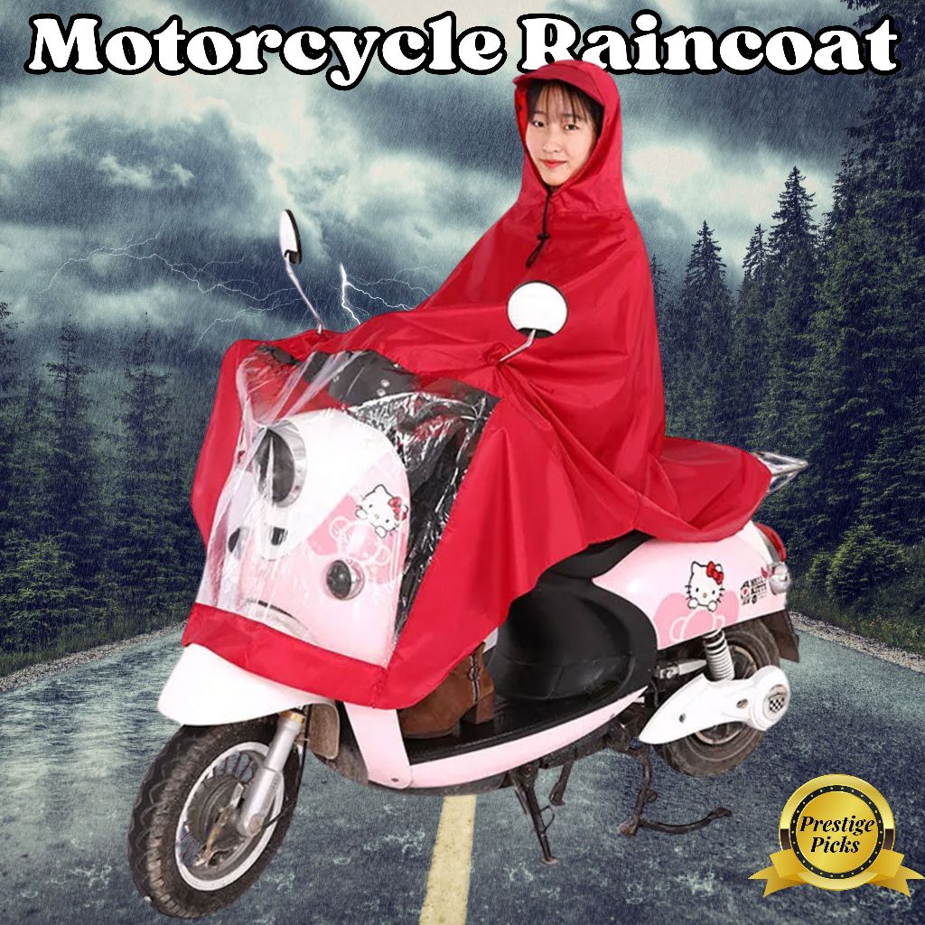 PP Single Motorcycle Bicycle Raincoat with Front Cover Hooded Poncho ...