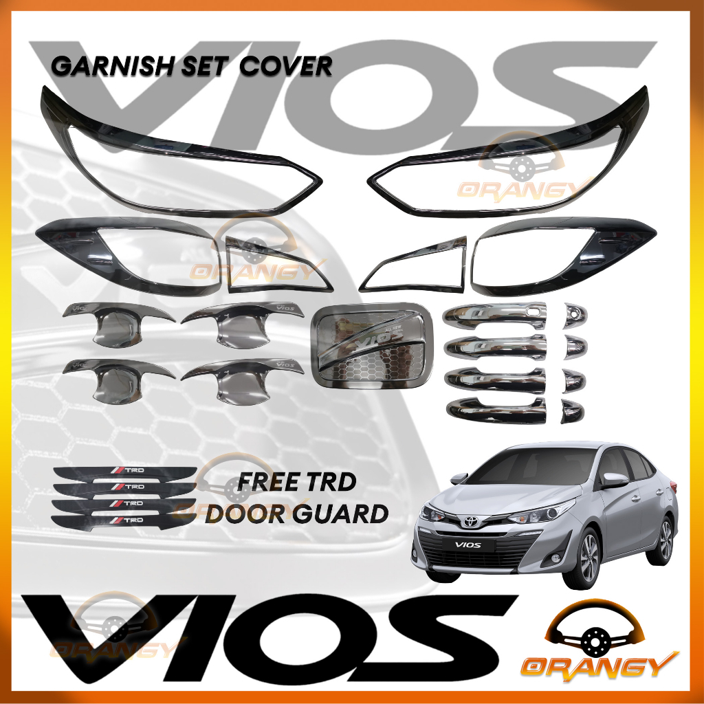 Toyota Vios 2019 to 2025 G/GRS VARIANT Garnish Combo set cover Chrome W ...