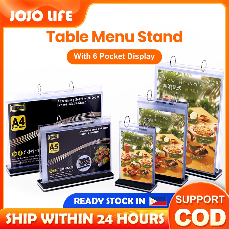 A4/A5 Menu Display Holder Multi-Page Flip Menu Board Table Card Rack ...