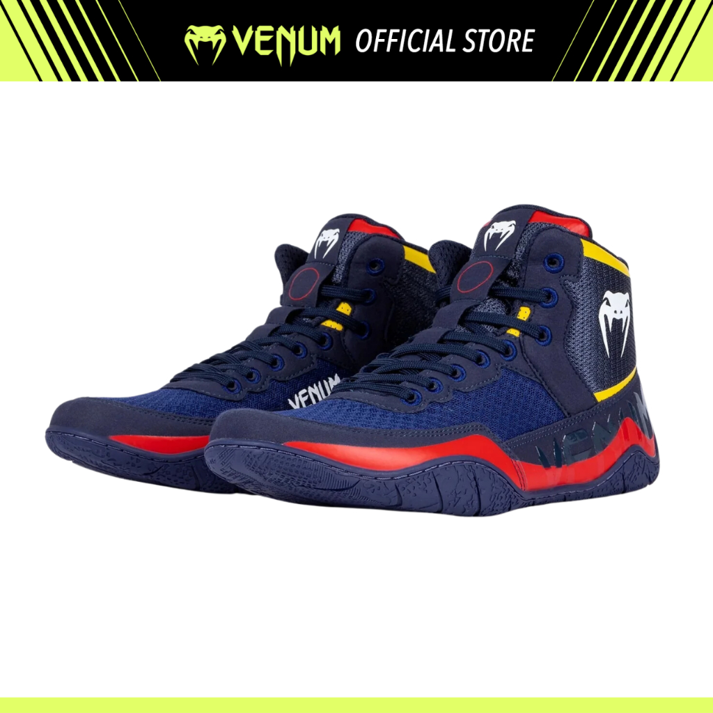 VENUM Elite Fitness Shoes - Blue Yellow Boxing Shoes, Wrestling Shoes ...
