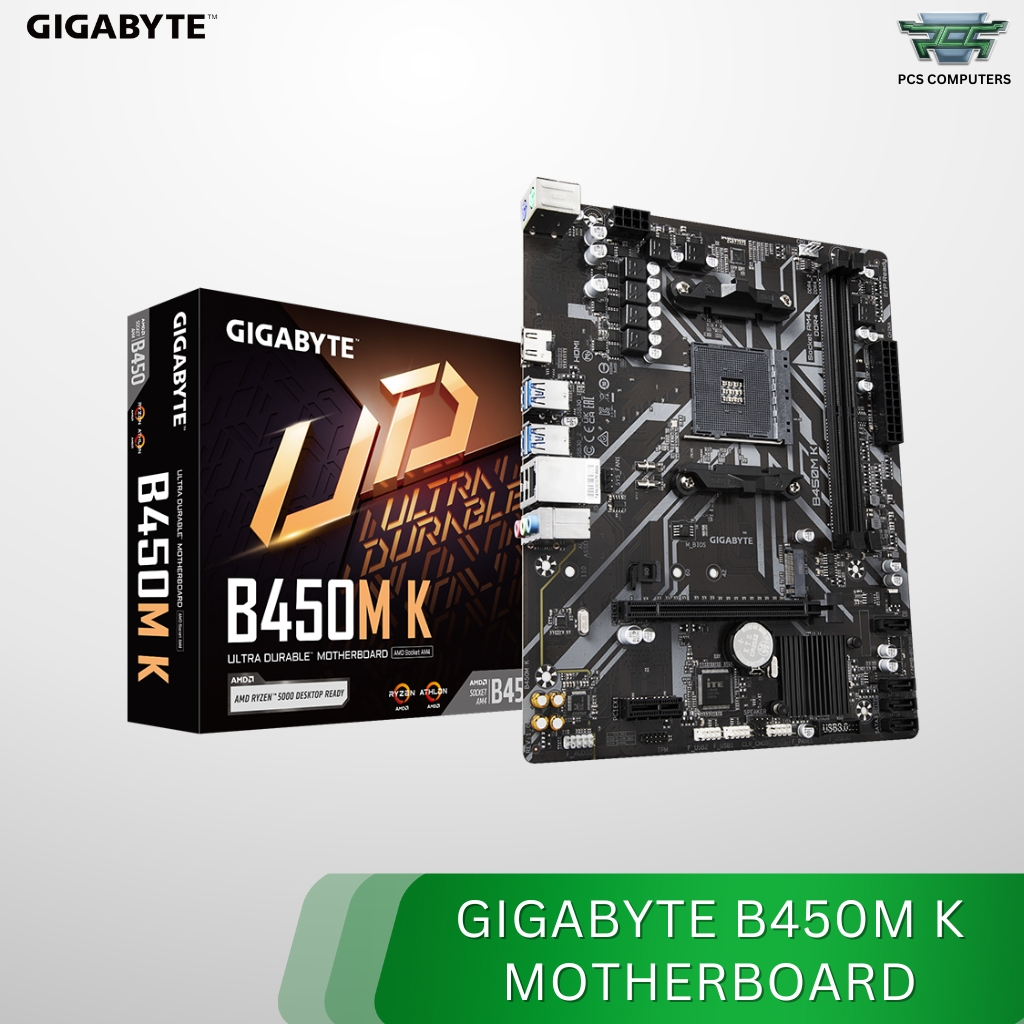 Gigabyte B450M K AMD B450 Chipset AMD B450 Ultra Durable Motherboard ...