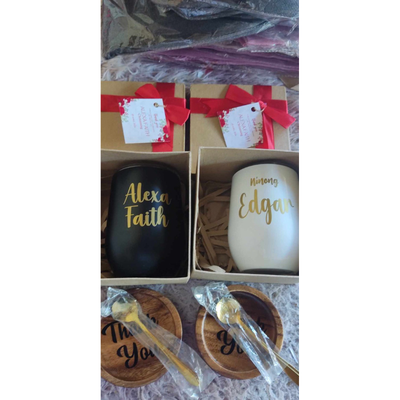 Personalized Egg Mug with Wooden Coster and Gold Spoon /10 set | Shopee ...