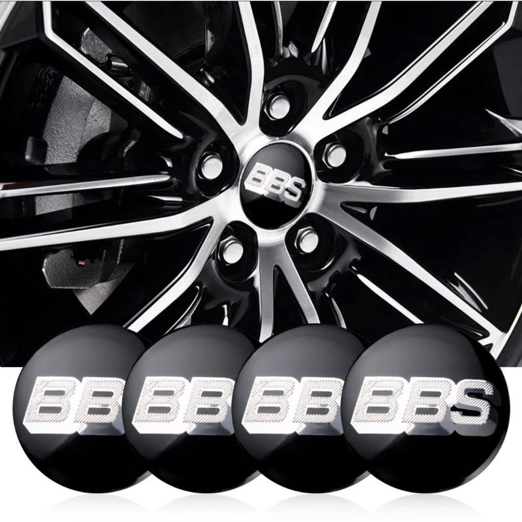 BBS Car Wheel Center Hub Cap Sticker Emblem 04 pcs 56mm Universal Black ...