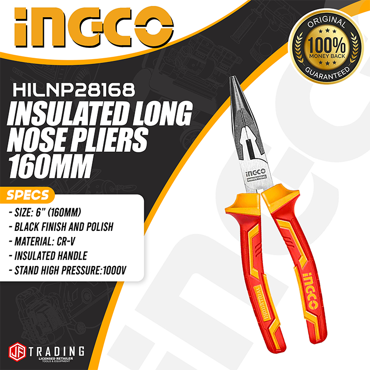 INGCO INSULATED LONG NOSE PLIERS 8" HILNP28208 HD & HIGH QUALITY ...