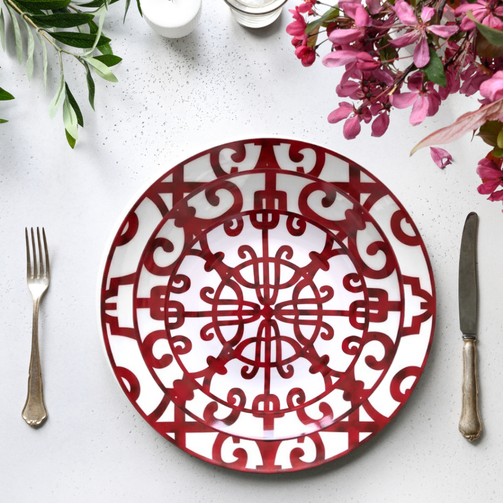 Red Hermes Inspired Dinner Plate and Bowl - The Red Majesty | Shopee ...