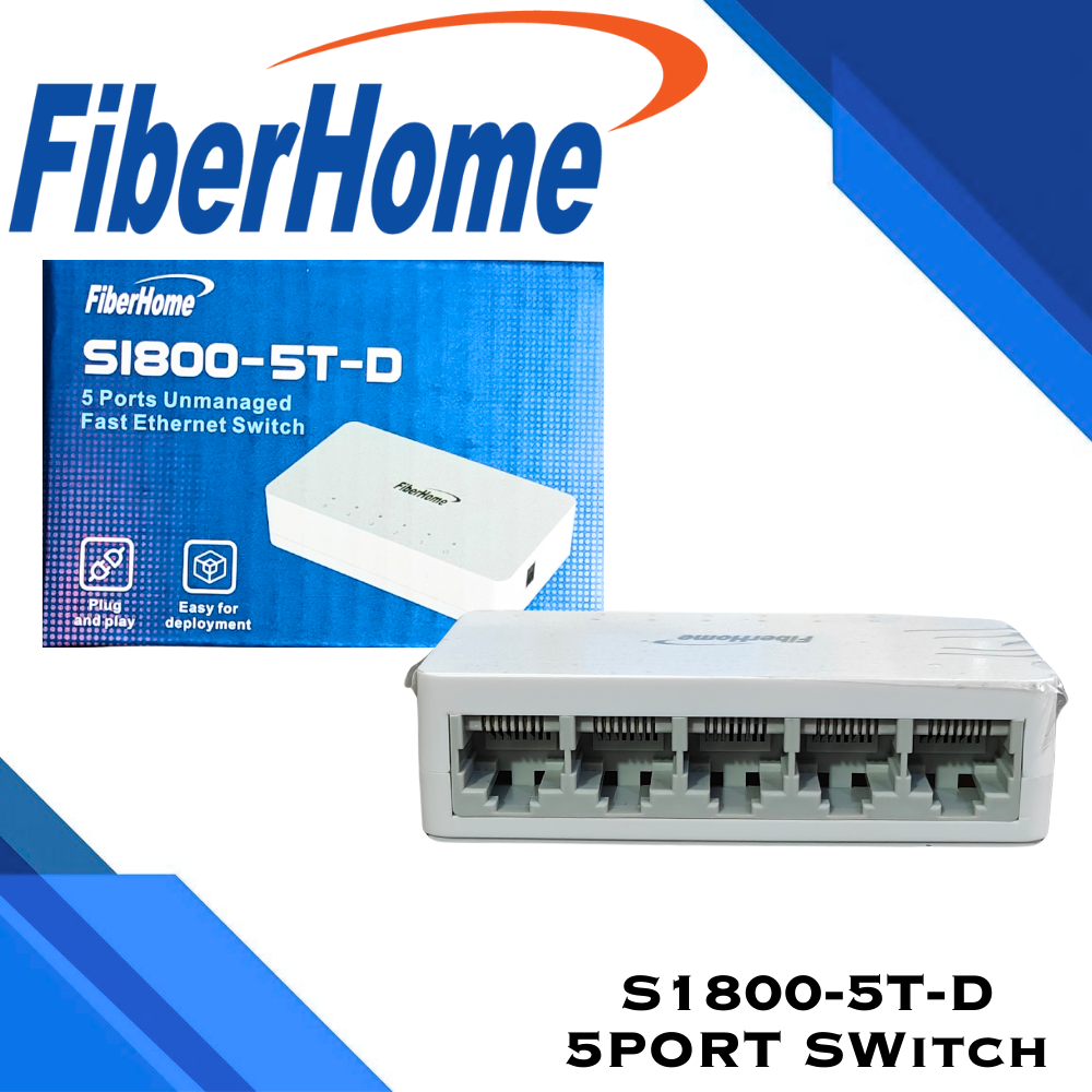 FIBERHOME FH-SW-S1800-5T-D 5PORT SWITCH HUB | DESKTOP SWITCH | Shopee ...