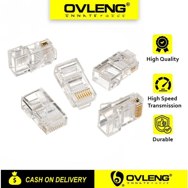 CAT5 Plug Connector Terminal Gold Plated 8P8C Ethernet Pass Through ...