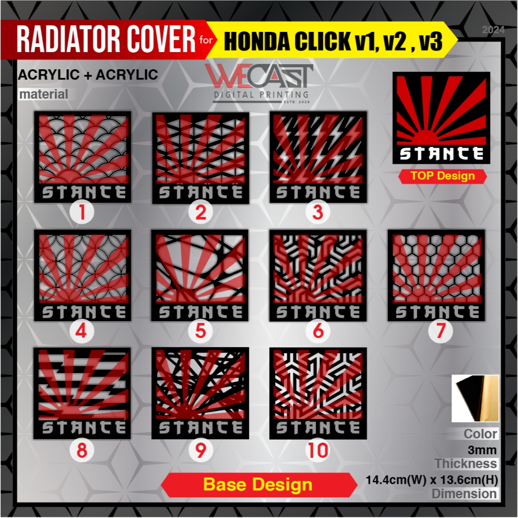 HONDA CLICK V1 V2 V3 RADIATOR COVER HIGH QUALITY ACRYLIC WITH ACRYLIC ...