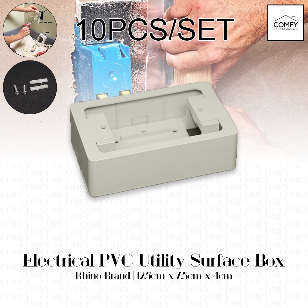 (10pcs/SET) Rhino Brand PVC Plastic Electrical Gray Surface Utility Box ...