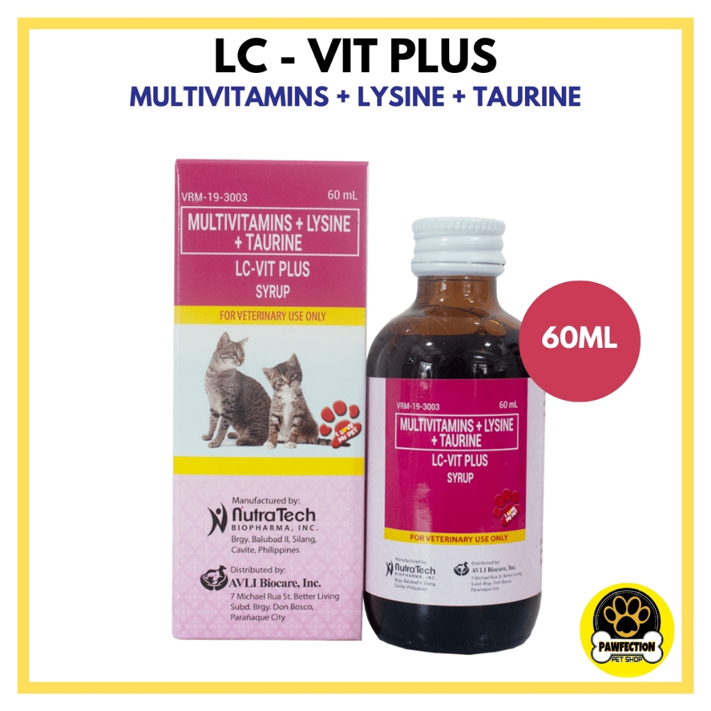 LC VIT PLUS Syrup (60ml) for CATS I Multivitamins + Lysine + Taurine ...