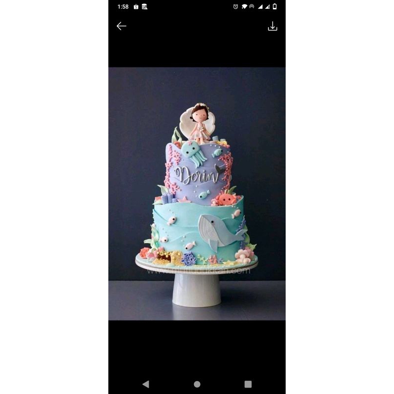 3D edible little girl cake topper/ under the sea creatures | Shopee ...