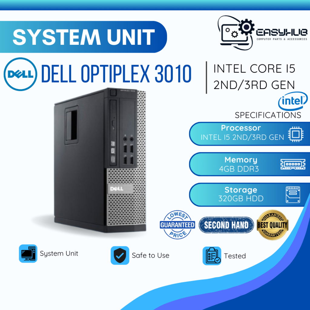 Dell Optiplex 3010 Intel Core i3 3rd Gen 4GB RAM DDR3 250GB HDD Free Power Cord Used ...