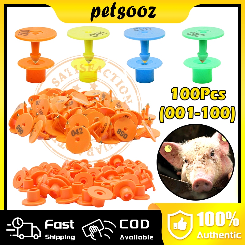100Pcs Goat ear tag with numbersRound plastic livestock animal ear tag ...