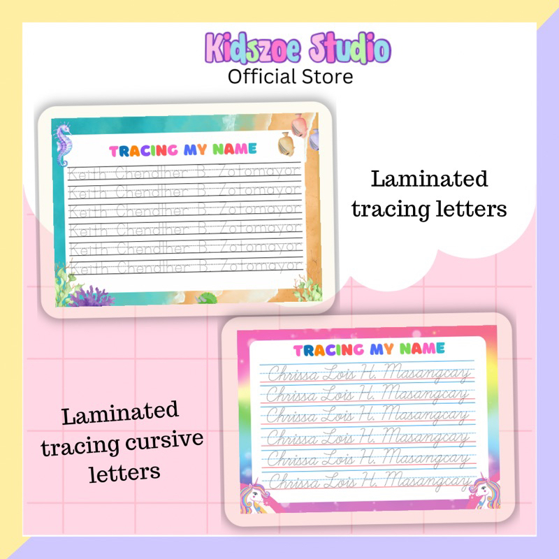 Personalize Tracing name and cursive tracing laminated size a4 | Shopee ...