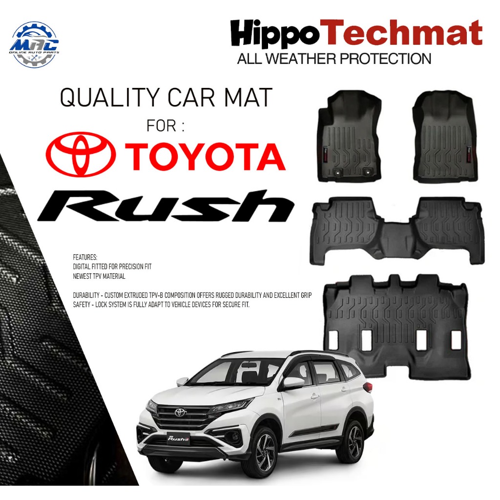HIPPO TECHMAT for Toyota RUSH E G GRS 2018 to 2024 Deep Dish matting ...
