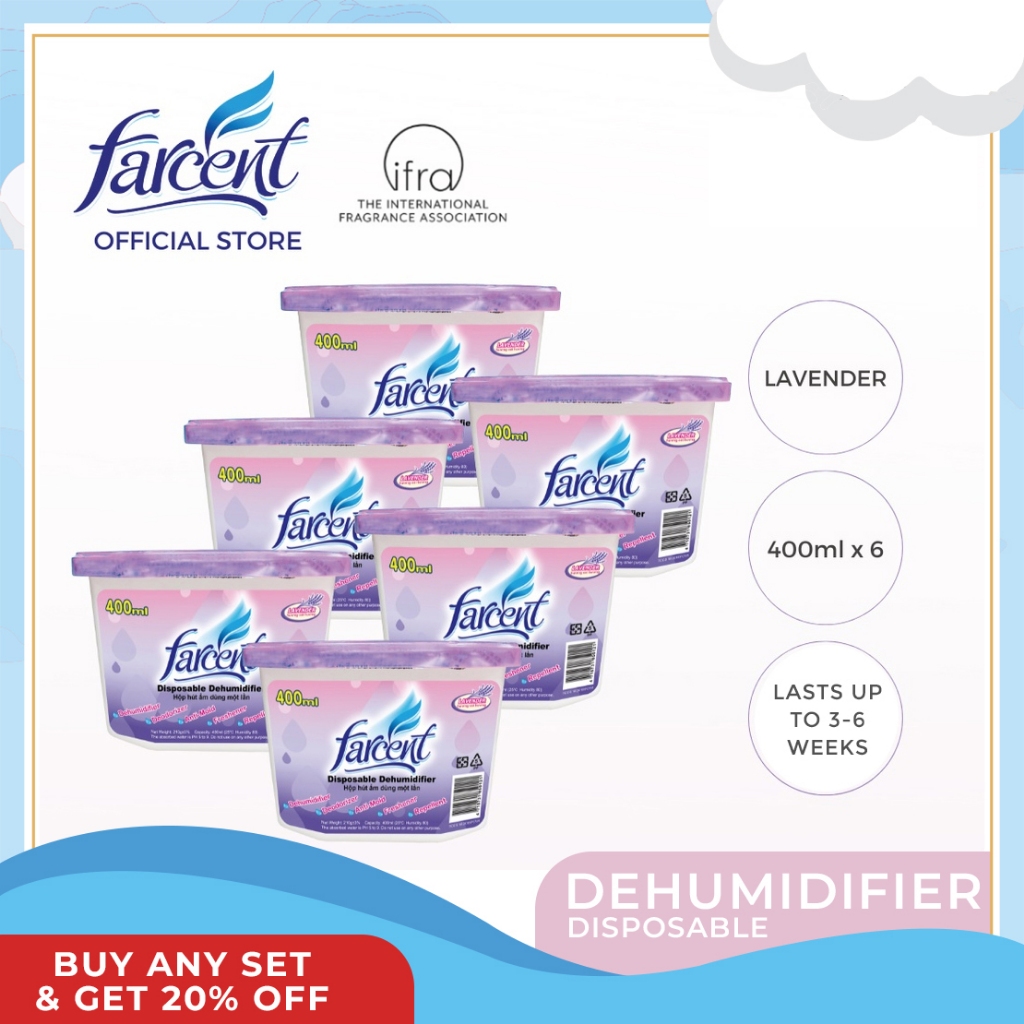 Farcent Disposable Dehumidifier - Lavender Set of 6 (400ml each ...