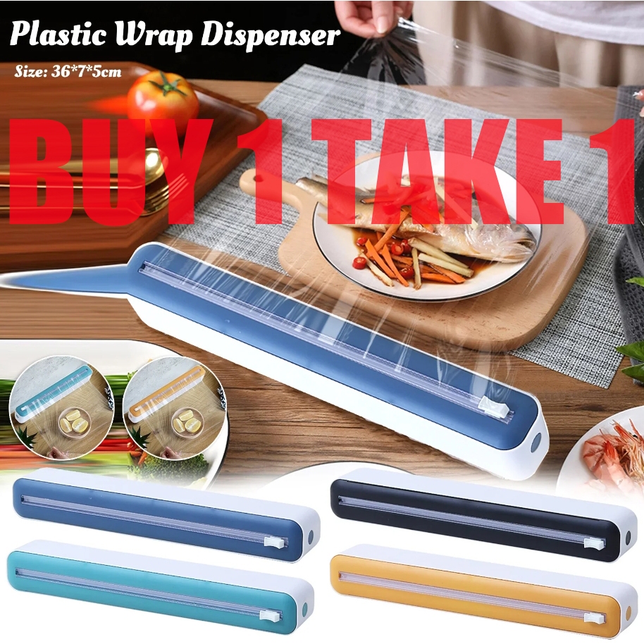 Saran Wrap Dispenser with Slide Cutter Magnetic Refillable Wrap ...