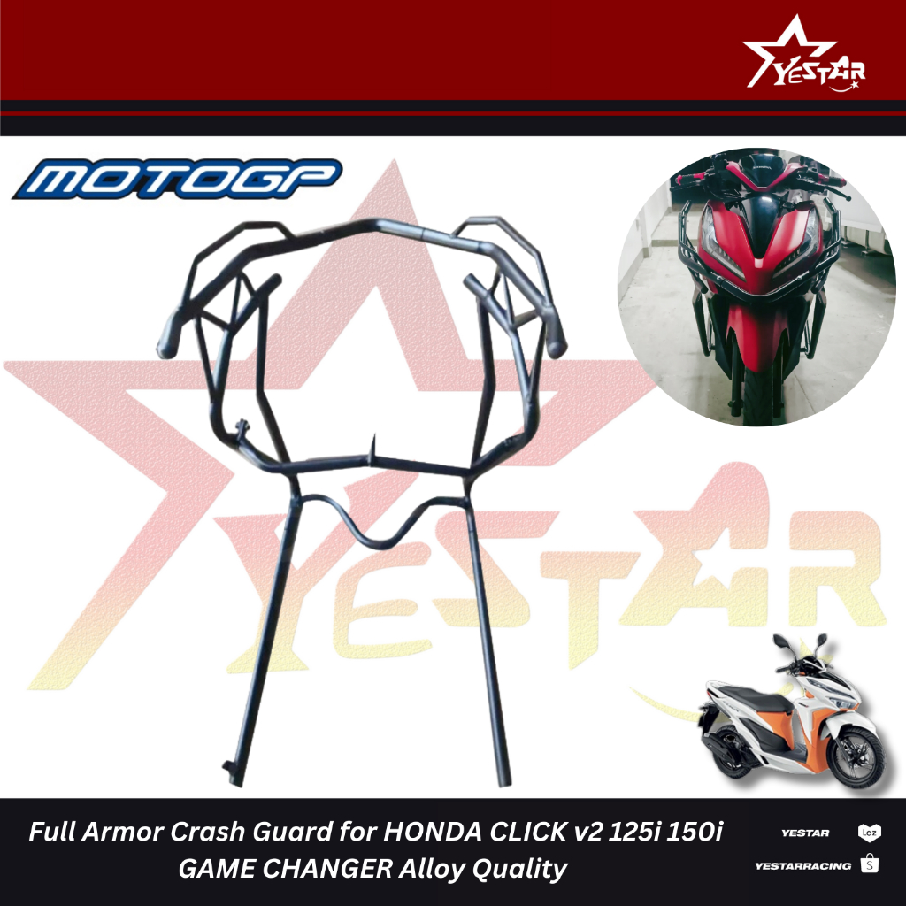 1 Set Alloy Full Armor Crash Guard FOR HONDA CLICK v2 125i 150i GAME ...