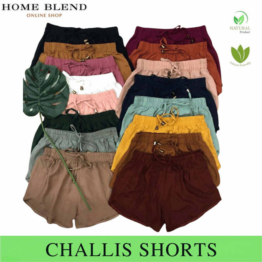 Challis Plain Shorts for 2024 Fashion Style Lightweight Fabric Pambahay ...