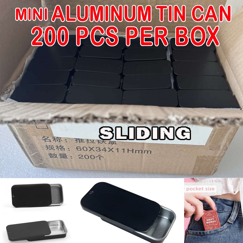200pcs Black mini Rectangular Sliding aluminum Tin can Mini Container ...