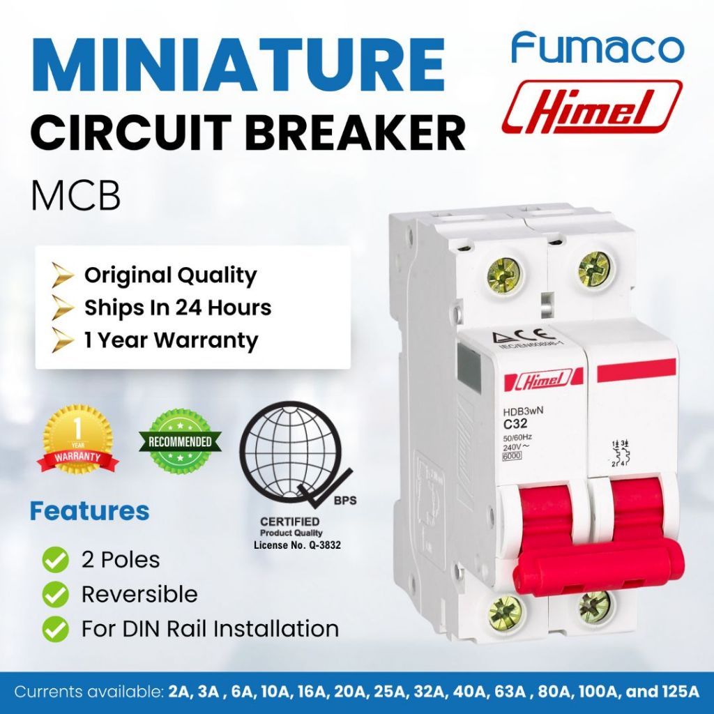 Himel Miniature Circuit Breaker - 2A-125A MCB Amperes 2A 16A 32A 20A 40A 50A 63A Authentic ...