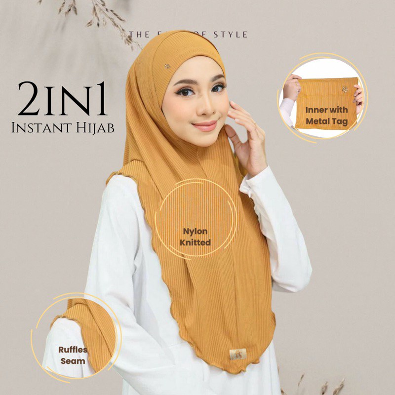2IN1 NSTANT "Metal Tag" Khadija Syria Inspired Inner Hijab Knitted ...