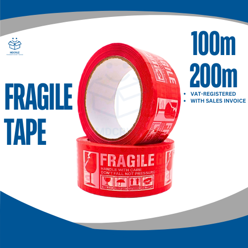 Red Fragile Tape 2inch 100m 200m Stickers Handle with Care Warning ...