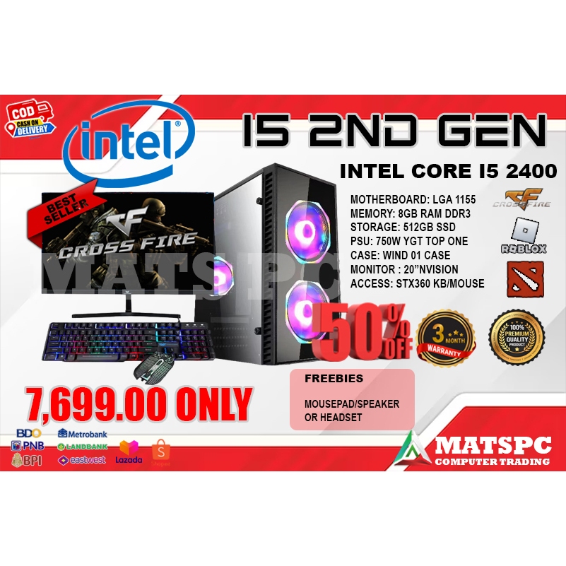 DESKTOP COMPUTER SET INTEL CORE I3 I5 I7 2ND GEN 512GB SSD 20 INCHES ...