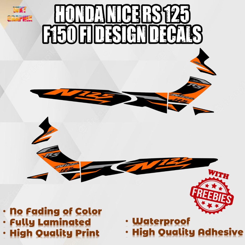 HONDA NICE RS 125 F150 FI DESIGN DECALS (WATERPROOF, LAMINATED, FADE ...