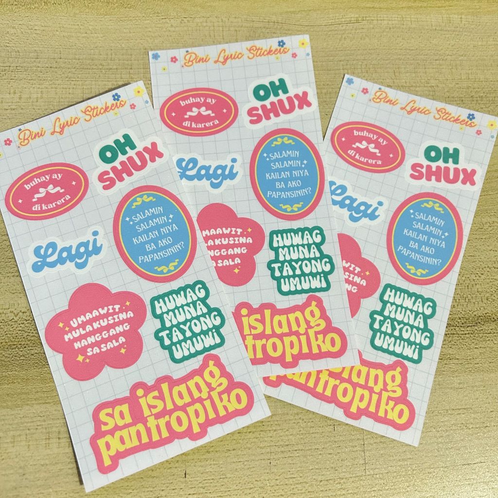 BINI Lyrics Sticker sheet (Waterproof vinyl) | Shopee Malaysia