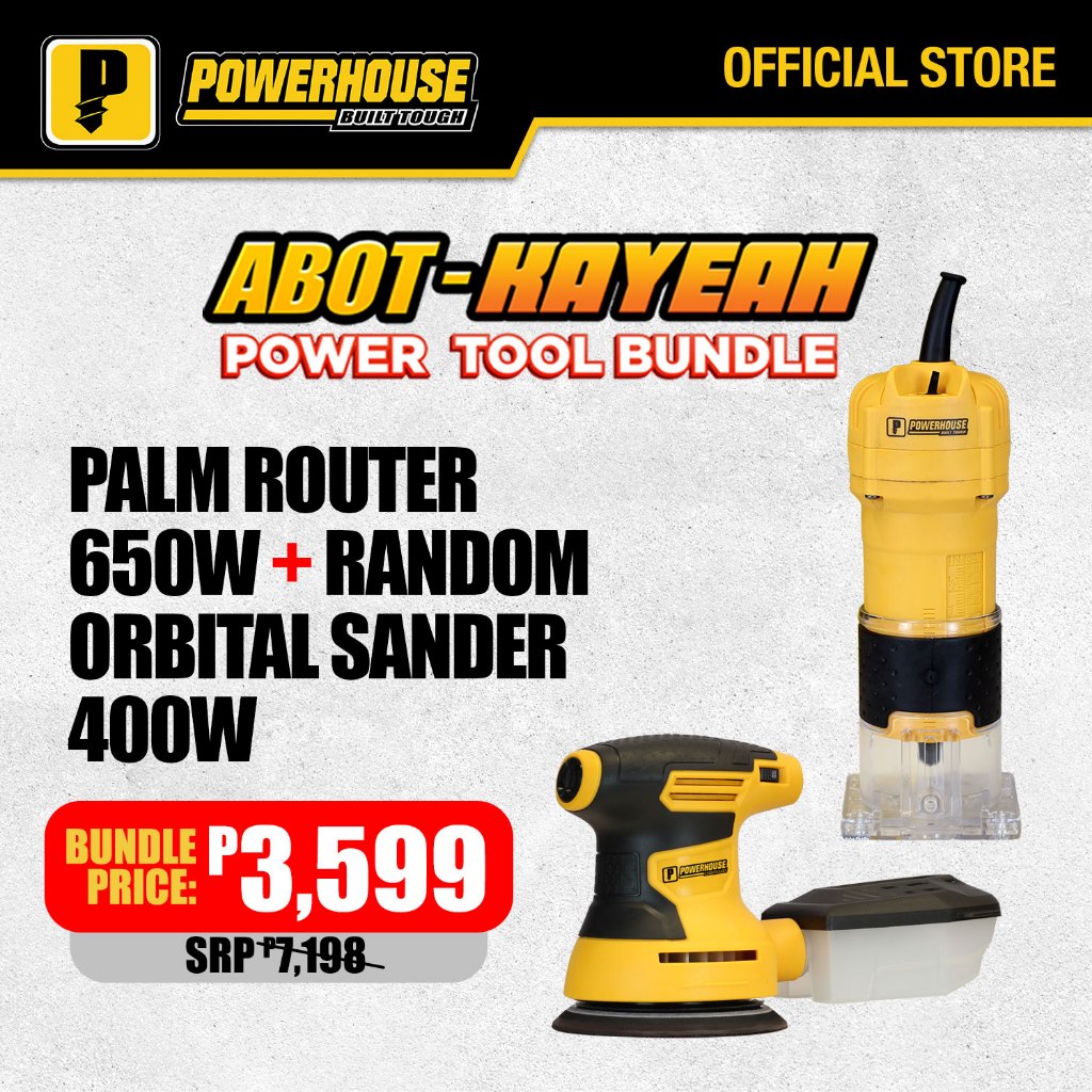 Powerhouse COMBO Palm Router Trimmer 650W + Orbital Sander Wood 400W ...