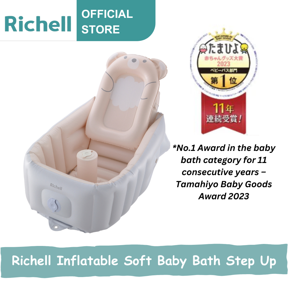 Richell Inflatable Soft Baby Bath Tub Step Up from Newborn to 12 months | Shopee Malaysia