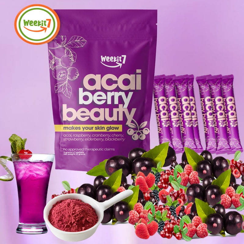 Weekit7 Acai Berry Powder BeautyJuice,Anti Aging,Detox,Antioxidant Drink Supplement,FDA-Approved ...