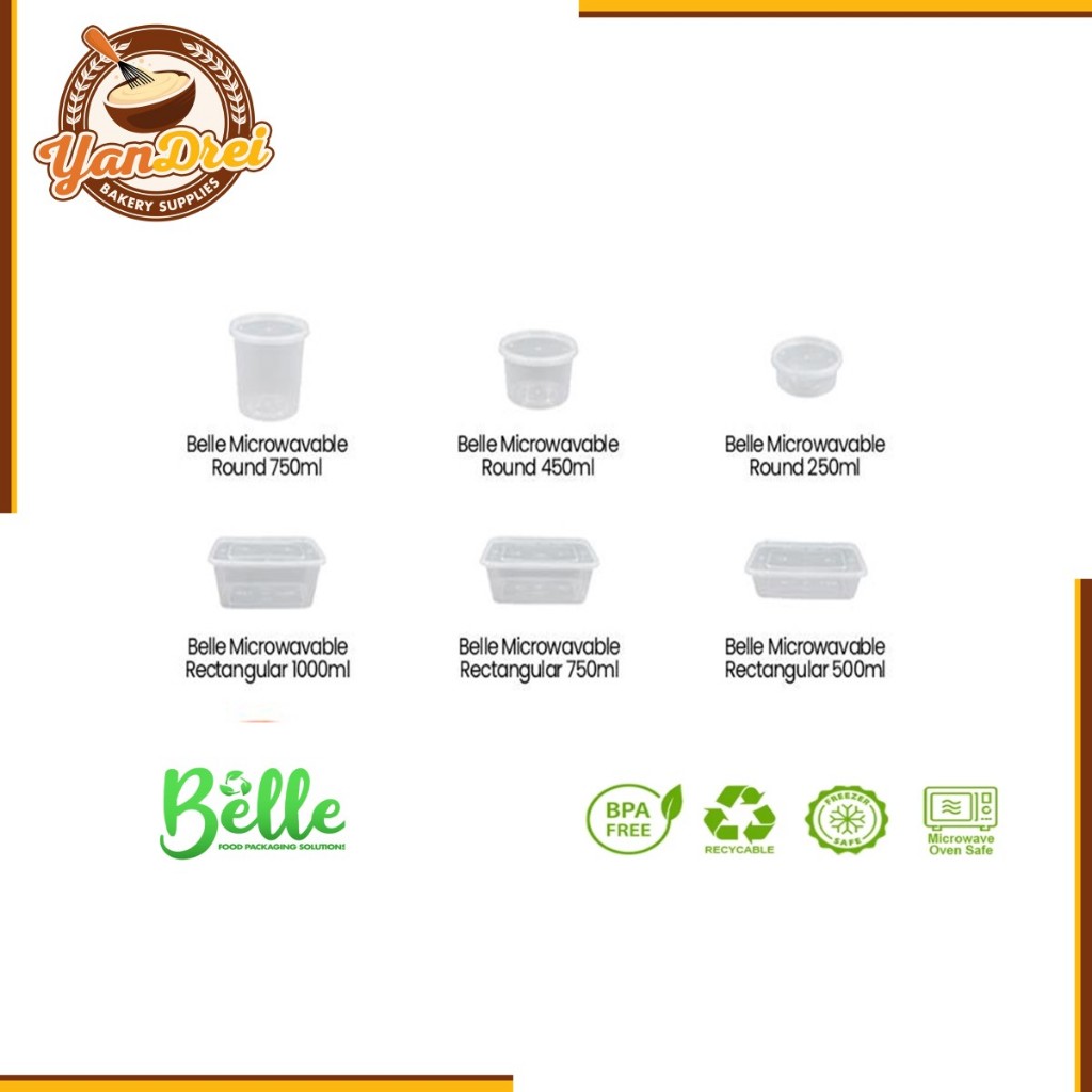 Belle Microwavable Plastic Containers Clear Series - RE500/RE750/RE1000 ...