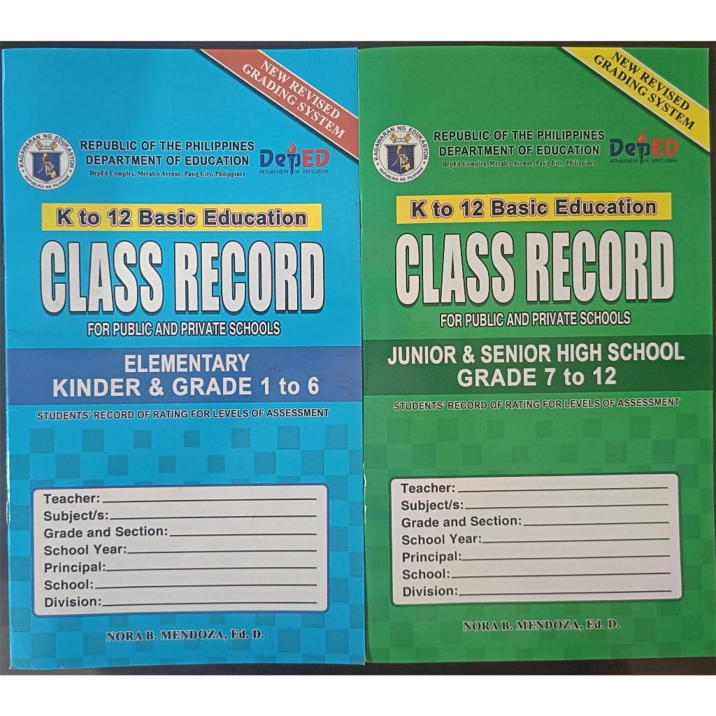 K TO 12 Basic Education CLASS RECORD/ELEMENTARY, KINDER & GRADE 1 TO 6 ...