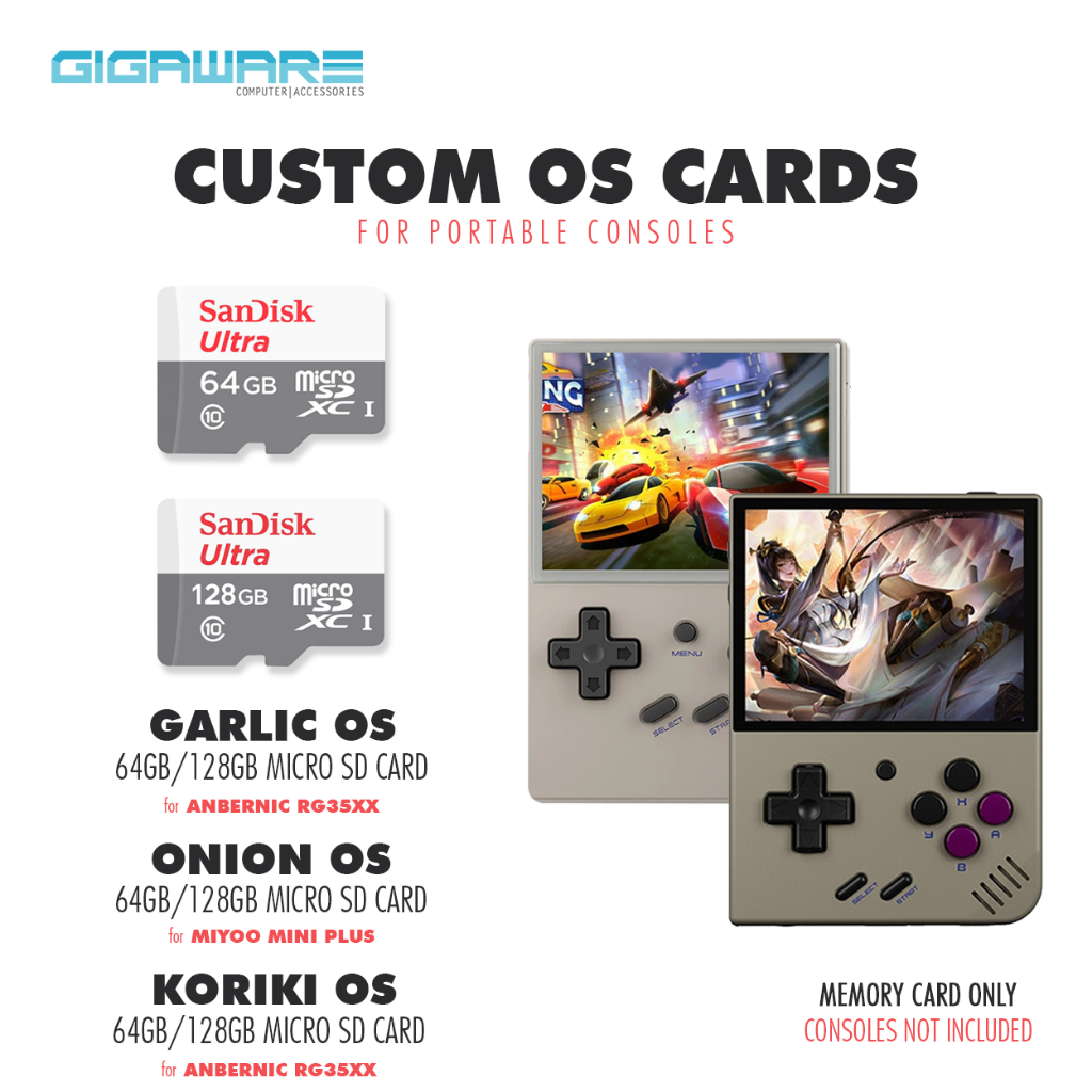 Gigaware Custom OS Cards for Portable Consoles Anbernic RG35XX GarlicOS ...
