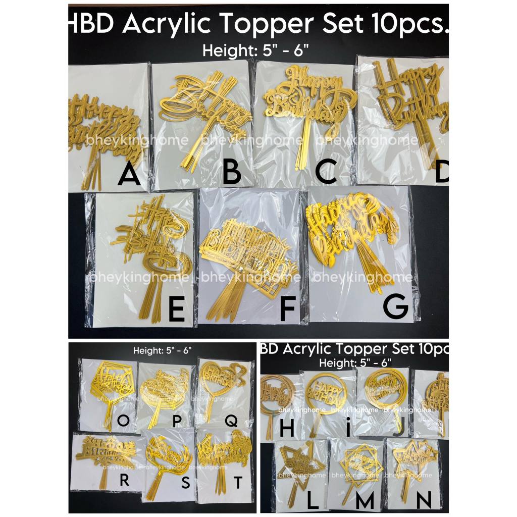 10pcs Happy Birthday Toppers Mix Assorted topper set HBD | Shopee Malaysia