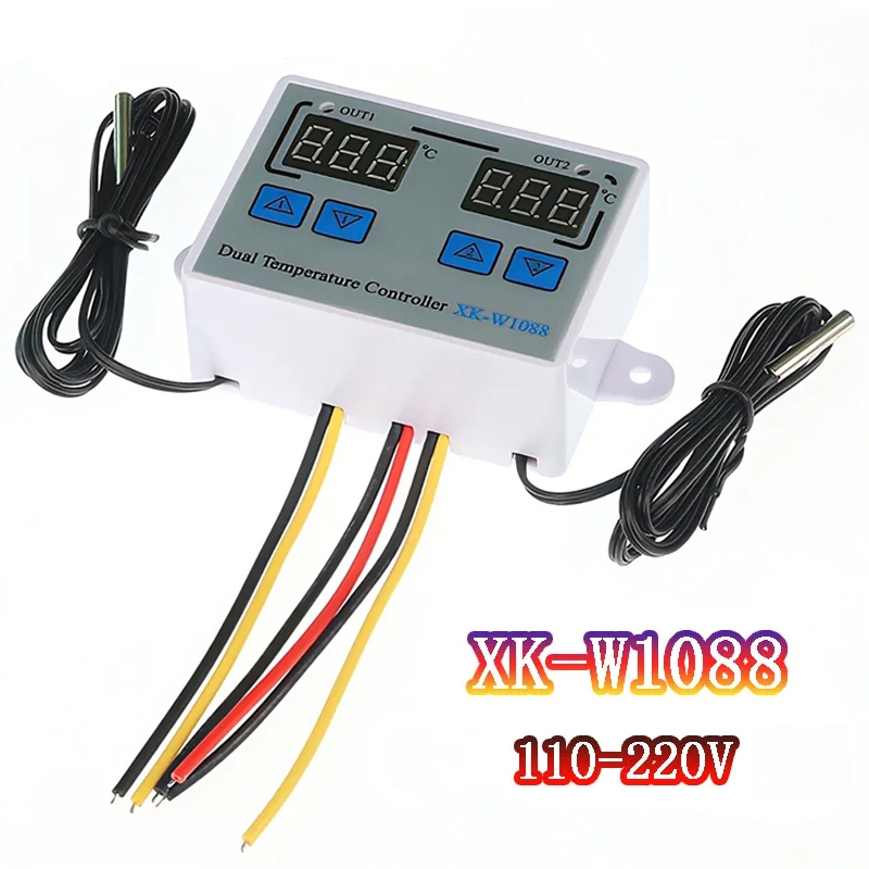 XK-W1088 Dual LED Digital Temperature Sensor Meter Controller Electric ...
