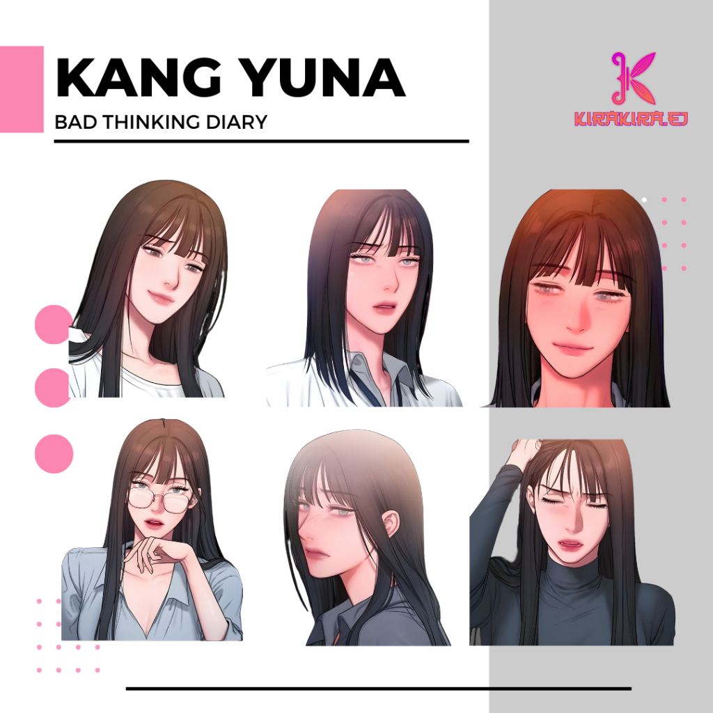 STICKER Kang Yuna Bad Thinking Diary Waterproof Vinyl Manhwa Manhua ...