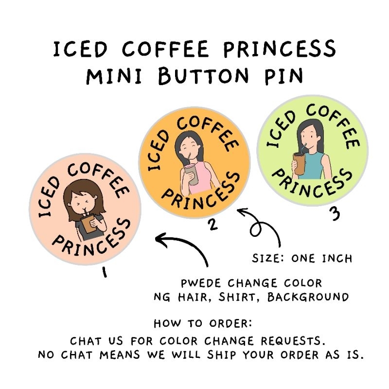 ICED COFFEE PRINCESS ( MINI BUTTON PIN ) | Shopee Malaysia