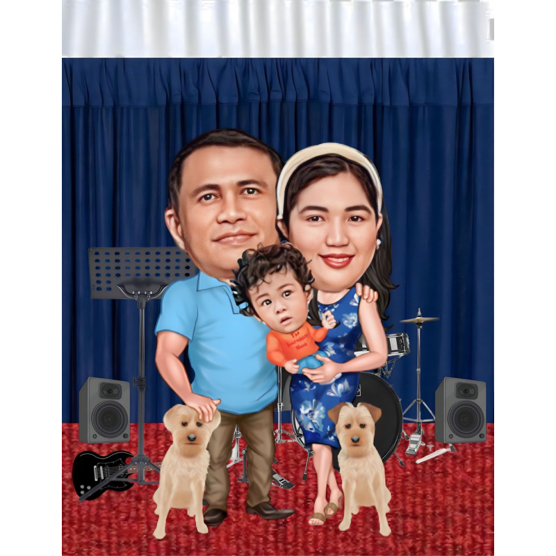 Customize Caricature with Frame | Personalize Gift Caricature Layout ...