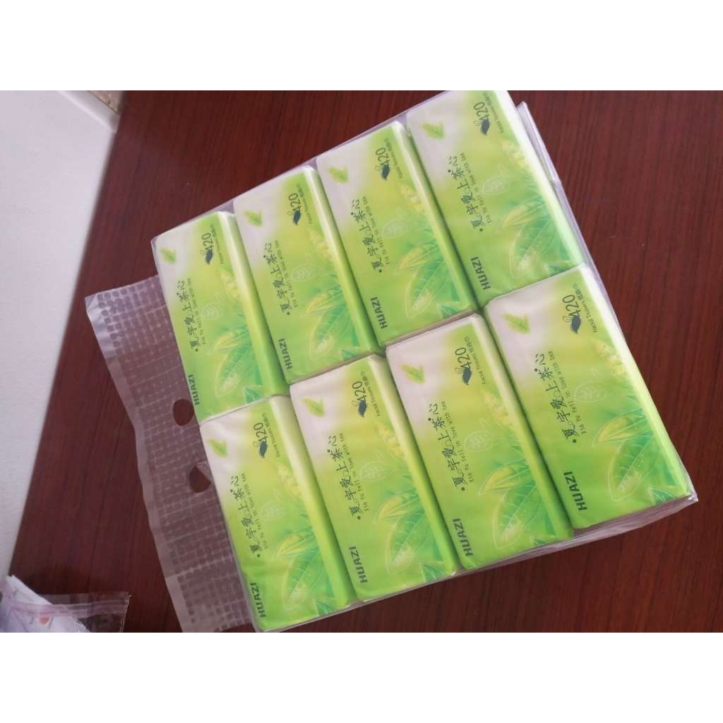 (8 Packs) Facial Tissue Paper towel 4 ply 420 SHEETS Organic green tea ...