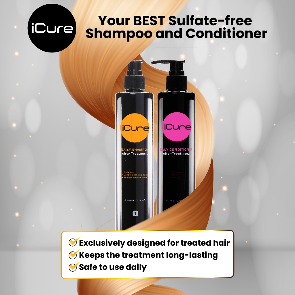 [With Freebie] iCure After Treatment Shampoo and Conditioner 300ml Set ...