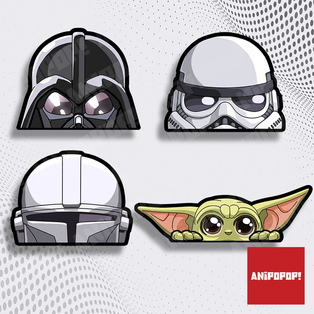 Star Wars Waterproof Anime Chibi Peeker Stickers for Aquaflask tumblers ...