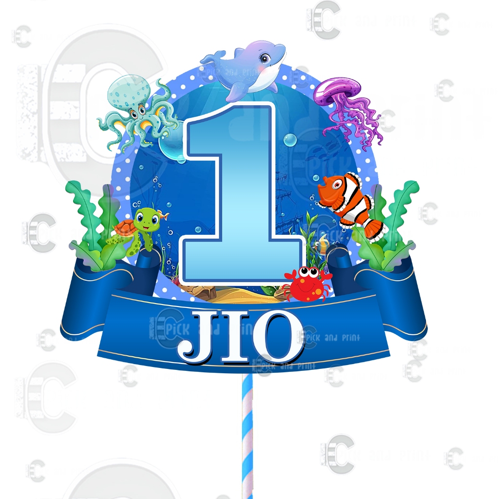Personalized/Customized Under the Sea Theme Cake Topper for DIY Party ...