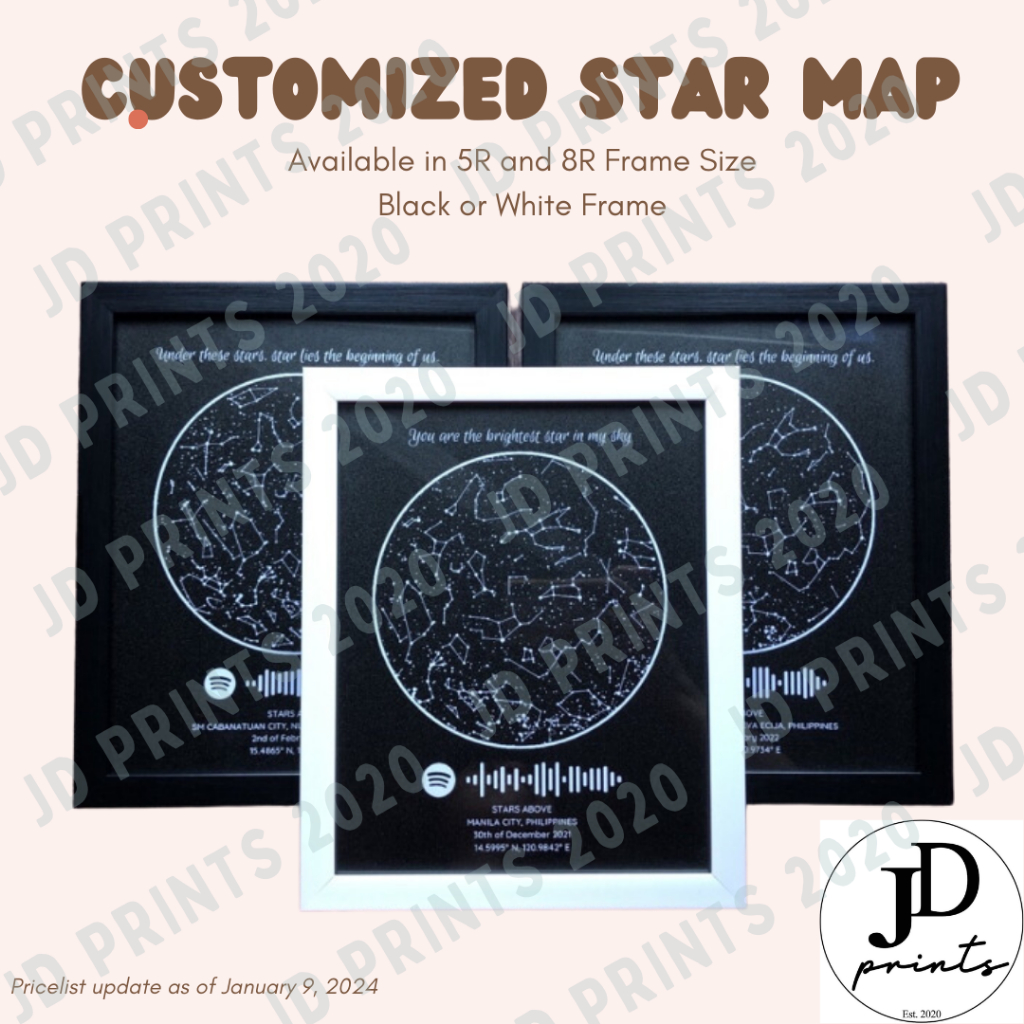 Customized Star Map and Spotify Frame 5R/8R (Wall design/Photo Frames ...