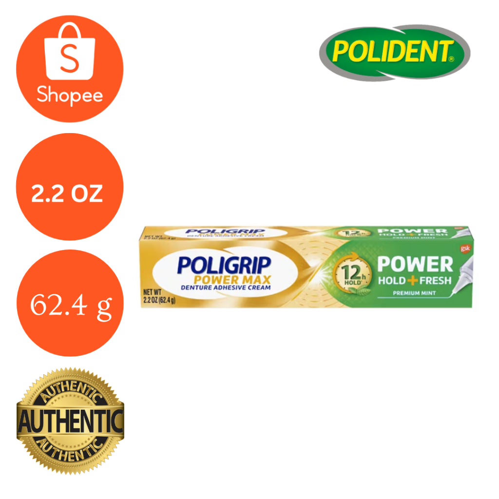 POLIGRIP POWER MAX POWER HOLD FRESH DENTURE ADHESIVE PREMIUM PEPPERMINT ...