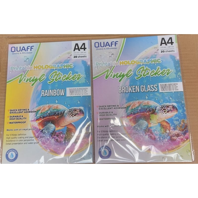 Quaff printable holographic vinyl sticker A4 size 20sheets | Shopee ...